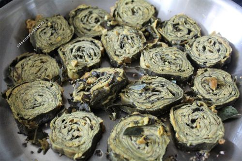 Collard Green Patra – Bhavna's Food Journey